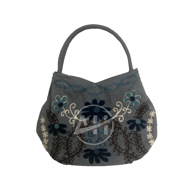 Vietnam Chenille Embroidery Bag With Flowers Designs On Suede Fabric ...